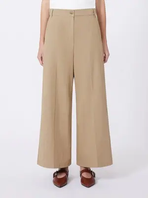Max Mara Wide Leg Flap Pocket Trousers - Nude