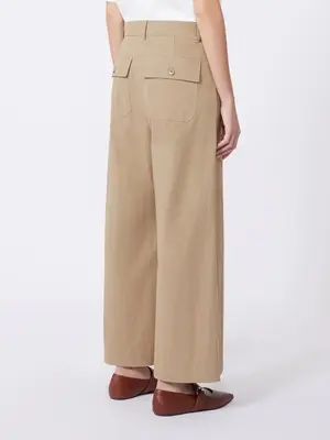 Max Mara Wide Leg Flap Pocket Trousers - Nude