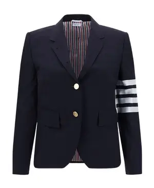 Thom Browne Single-breasted Blazer With Signature Stripes - Blue