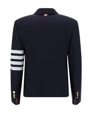 Thom Browne Single-breasted Blazer With Signature Stripes - Blue