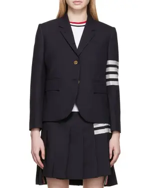 Thom Browne Single-breasted Blazer With Signature Stripes - Blue