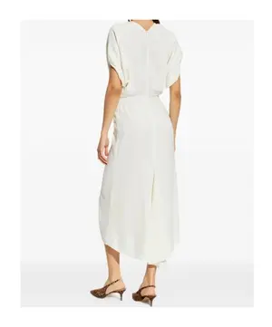 Victoria Beckham V-neck Gathered Short-sleeve Midi Dress