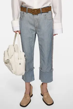 Acne Studios Side-stripe Embellished Cuff Jeans - Gray
