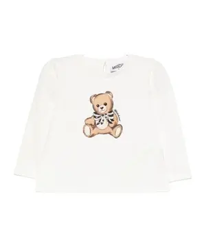 Moschino Teddy Bear Print Long Sleeve Top - White