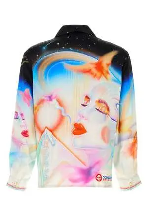 Casablanca Printed Cuban Collar Long Sleeve Shirt