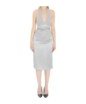 Gucci Lace Detailed Satin Halterneck Dress - Grey
