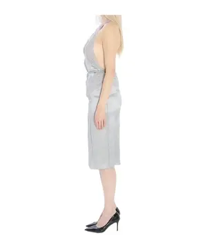 Gucci Lace Detailed Satin Halterneck Dress - Grey