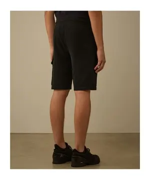 C.P. COMPANY Cargo Fleece Shorts With Lens Detail - Black