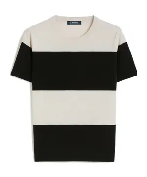 Max Mara Short-sleeved Knitwear With Round Neck And Ribbed Trim