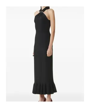 LANVIN Cross-over Midi Dress With Ruffled Hem