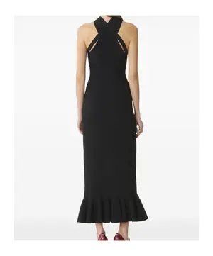 LANVIN Cross-over Midi Dress With Ruffled Hem