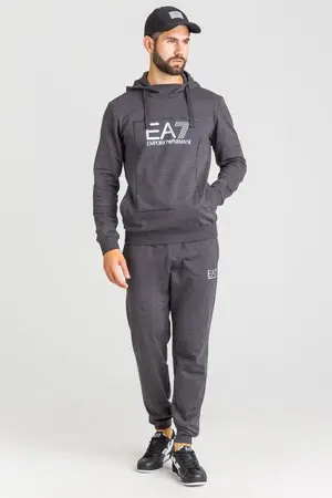 EA7 Logo Hooded Sweater - Black