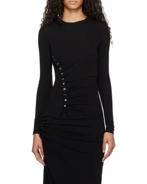 Rabanne Long Sleeve Button Detailed Top