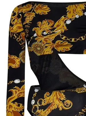 Versace Chain Print Cut-out Bodysuit