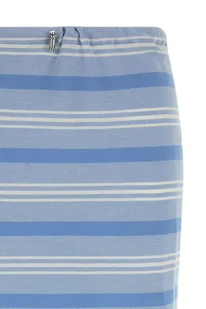 Prada Striped Jersey Knitted Skirt With Slit Hem - Light Blue