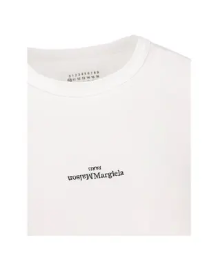 MAISON MARGIELA Logo Embroidered Crewneck T-shirt - White