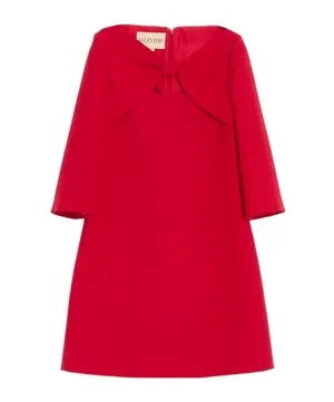 Valentino Garavani Three-quarter Sleeve Bow Detail Mini Dress - Red