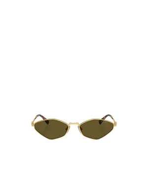 Miu Miu Cat Eye Sunglasses With Logo Detail - Golden