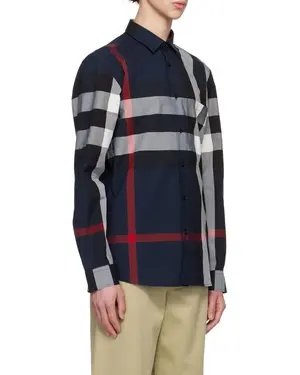 Burberry Checkered Long-sleeved Shirt - Black