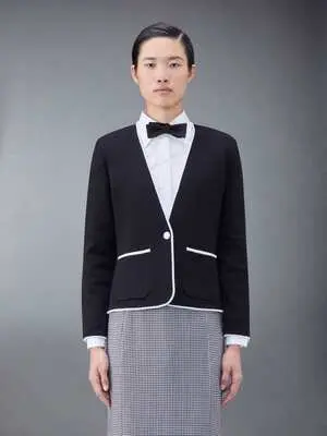 Thom Browne Single Breasted Collarless Jacket