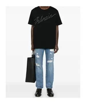 Balmain Flocked Logo T-shirt