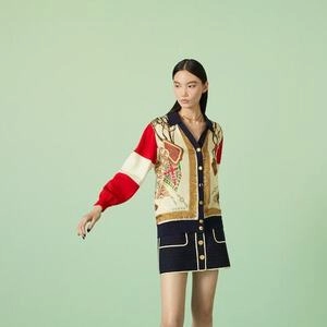 Gucci Extra Fine Knit Cardigan With Striped And Printed Details - Nude