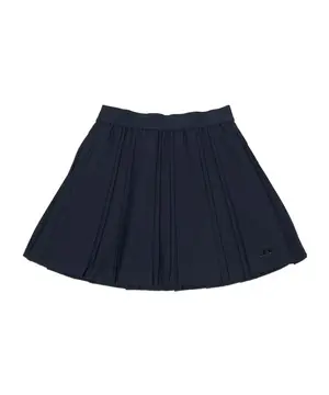 J. Lindeberg Pleated Midi Skirt With Elastic Waistband And Side Slits - Navy