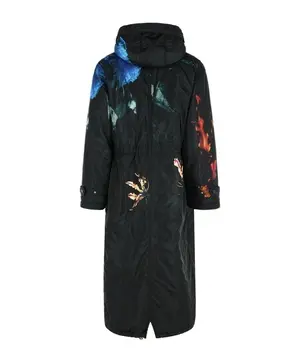 Dries Van Noten Printed Hooded Coat - Black