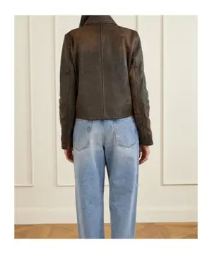 Simkhai Textured Leather Jacket - Brown-dark Brown