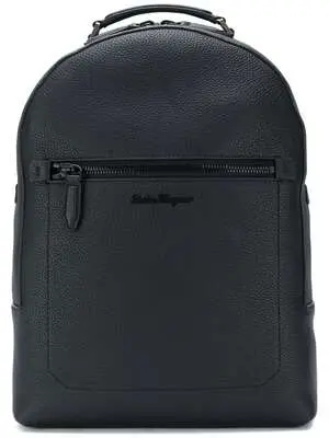 FERRAGAMO Embroidered Logo Backpack - Black