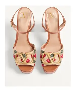 Valentino Garavani Vlogo Cherryfic High Block Heel Platform Sandals - Multi-color