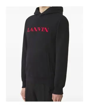 LANVIN Logo Embroidered Kangaroo Pocket Hoodie