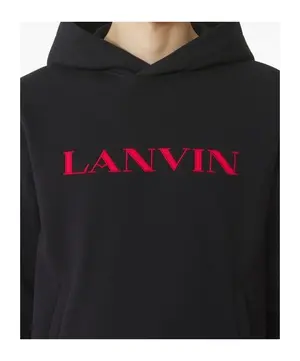 LANVIN Logo Embroidered Kangaroo Pocket Hoodie