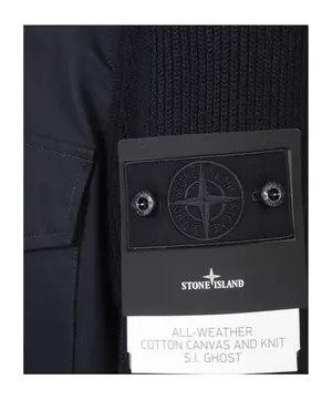 Stone Island Chest Pocket Knit-sleeve Jacket - Blue