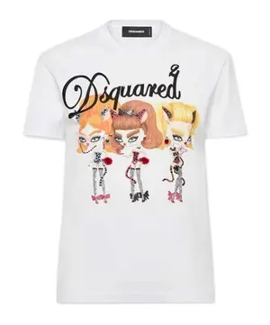 Dsquared2 Embellished Graphic T-shirt - White