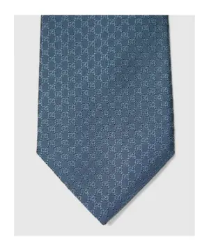 Gucci Gg Jacquard Neck Tie - Blue