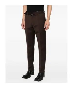 MAISON MARGIELA Belted Pressed Crease Tailored Trousers