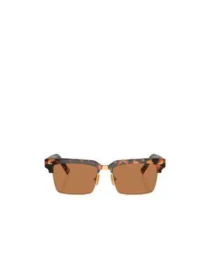 Miu Miu Square Frame Sunglasses With Logo Detail - Brown