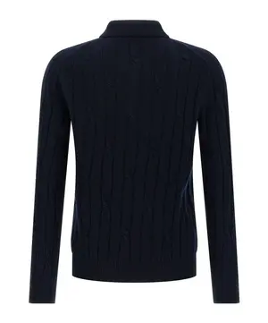 ZANONE Braided Stitch Polo Shirt - Blue