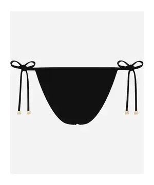 Dolce & Gabbana Logo Plaque Side-tie Bikini Bottom - Black