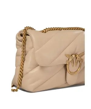 Pinko Love Classic Puff Maxi Quilted Shoulder Bag - Beige