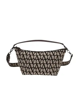 Valentino Garavani Toile Iconographe Vlogo Shoulder Bag - Black