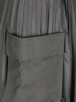 Sacai Glen Check Pleated Midi Skirt With Belt Loops