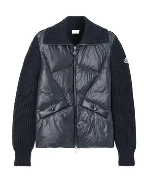 Moncler Ribbed Down Jacket With Zip Closure