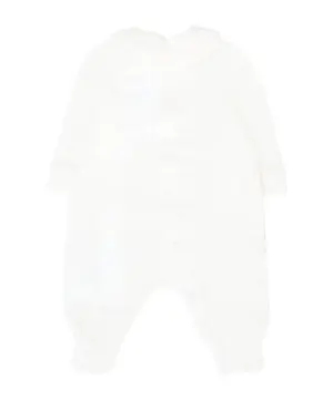 Moschino Long-sleeve Romper And Bib Set With Teddy Bear Graphic