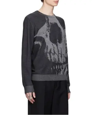 Alexander McQueen Skull Print Crewneck Jumper - Black/grey