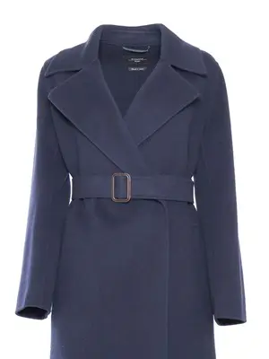 Max Mara Belted Long-sleeved Coat - Blue