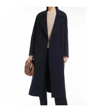 Max Mara Manu Belted Long-sleeved Coat - Blue