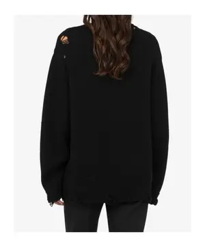 Moschino Smiley Face Cut-out Distressed Sweater