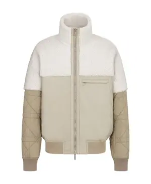 Dior Bomber Jacket With Stand Collar And Quilted Details - Nude